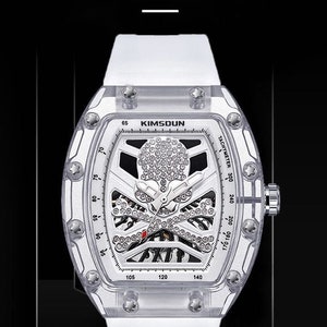 Couple Watches Transparent Barrel-shaped Skeleton Diamond-studded ...
