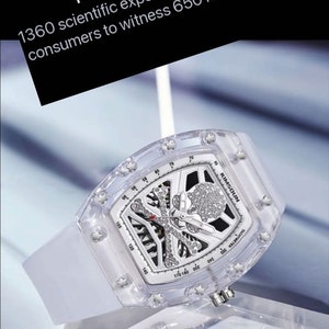 Couple Watches Transparent Barrel-shaped Skeleton Diamond-studded ...