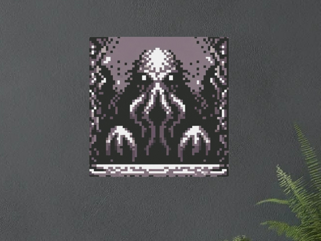 Pixel Art Cthulhu Canvas Tile | Lovecraftian Gothic Wall Decor | Unique ...