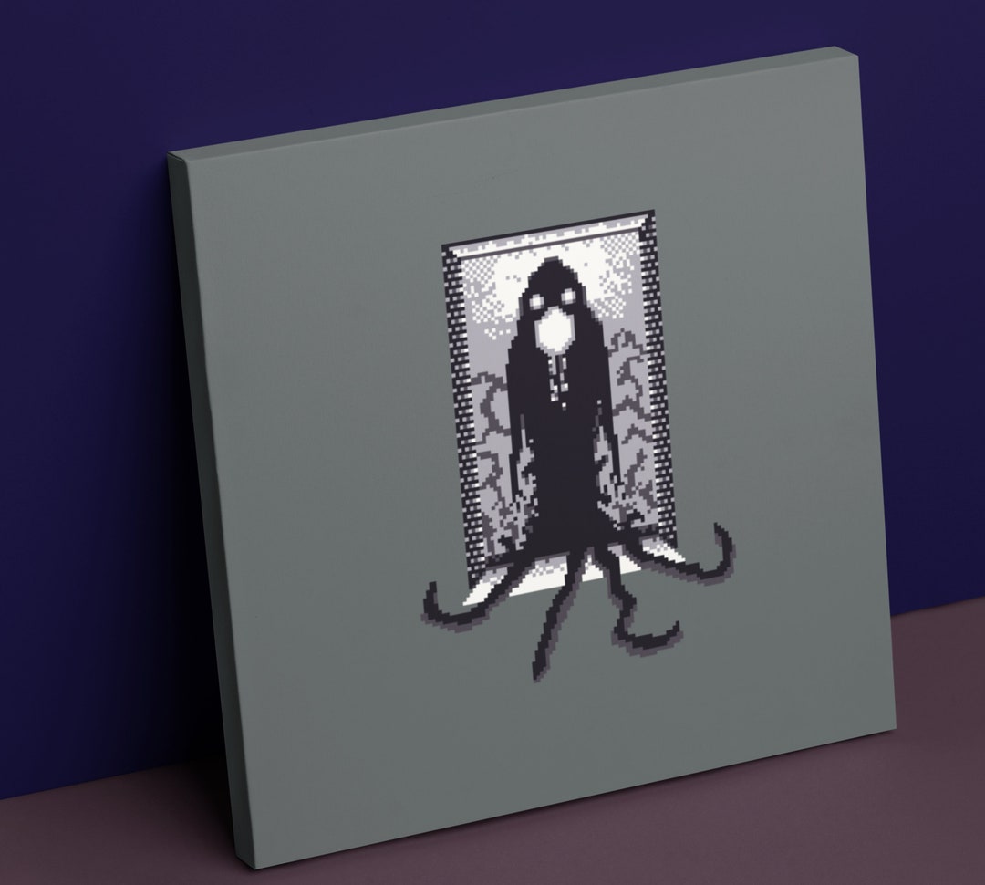 Lovecraftian Shadow Figure Pixel Art Canvas Tile Eldritch Horror Design ...