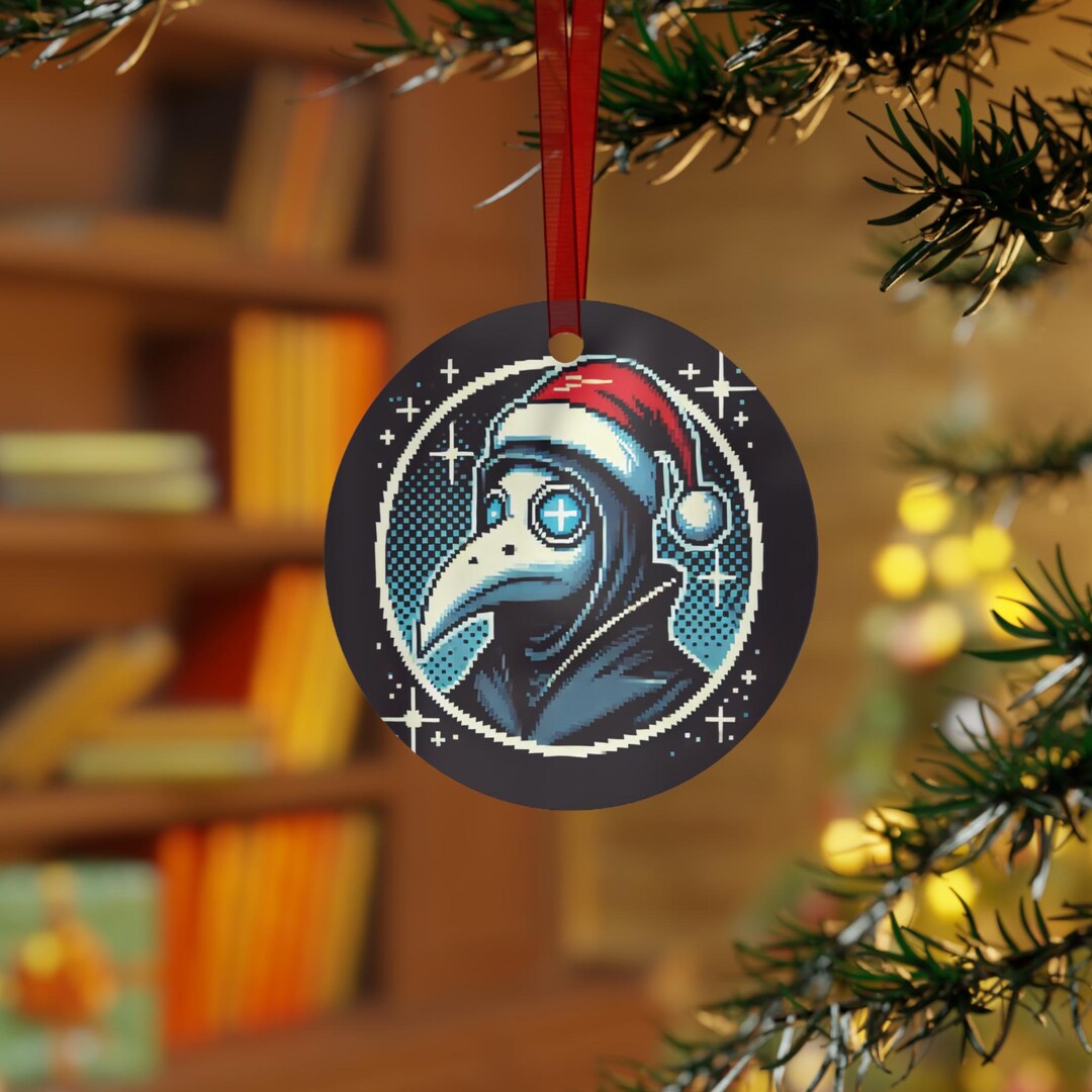 Funny Plague Doctor Christmas Ornament, Retro Pixel Art Santa Hat - Etsy