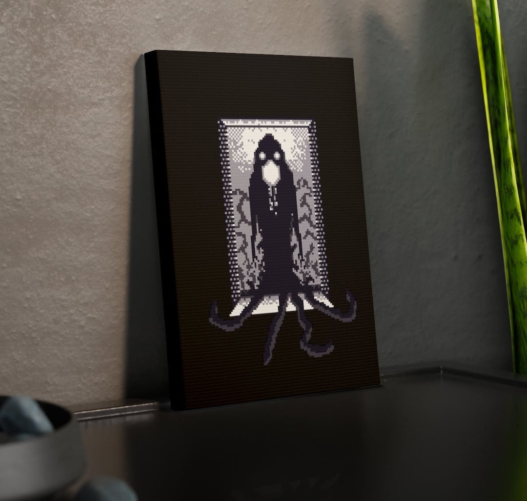 Lovecraftian Shadow Figure Pixel Art Canvas Tile Eldritch Horror Design ...