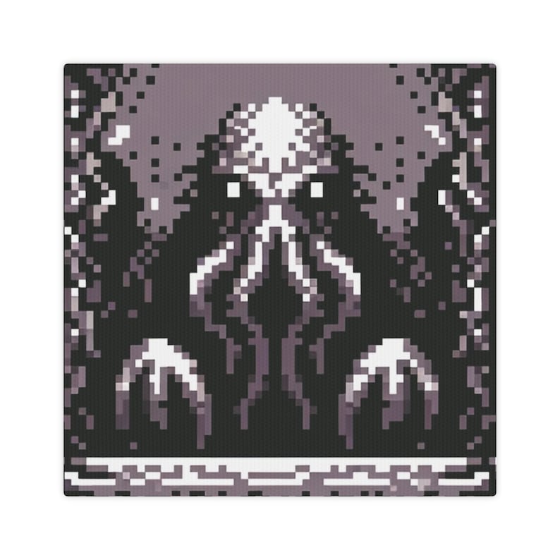 Pixel Art Cthulhu Canvas Tile | Lovecraftian Gothic Wall Decor | Unique ...