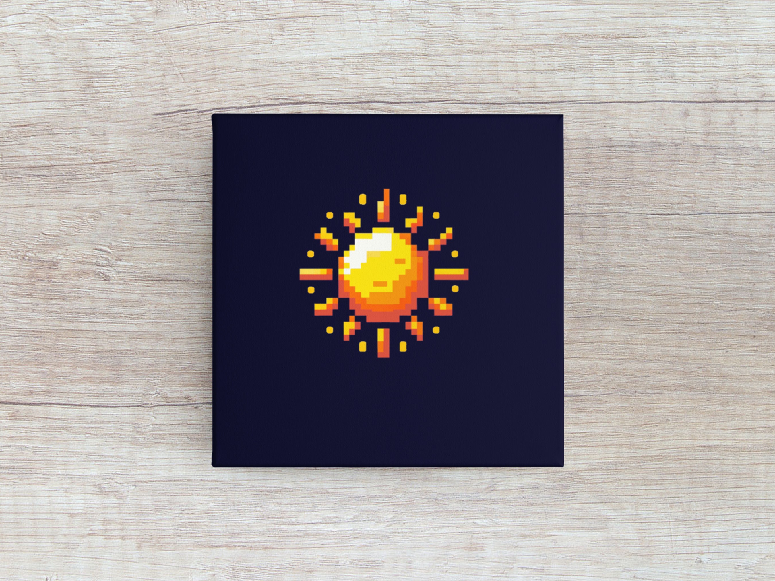 Sunny Pixel Art Weather Icon Canvas Photo Tile - Etsy