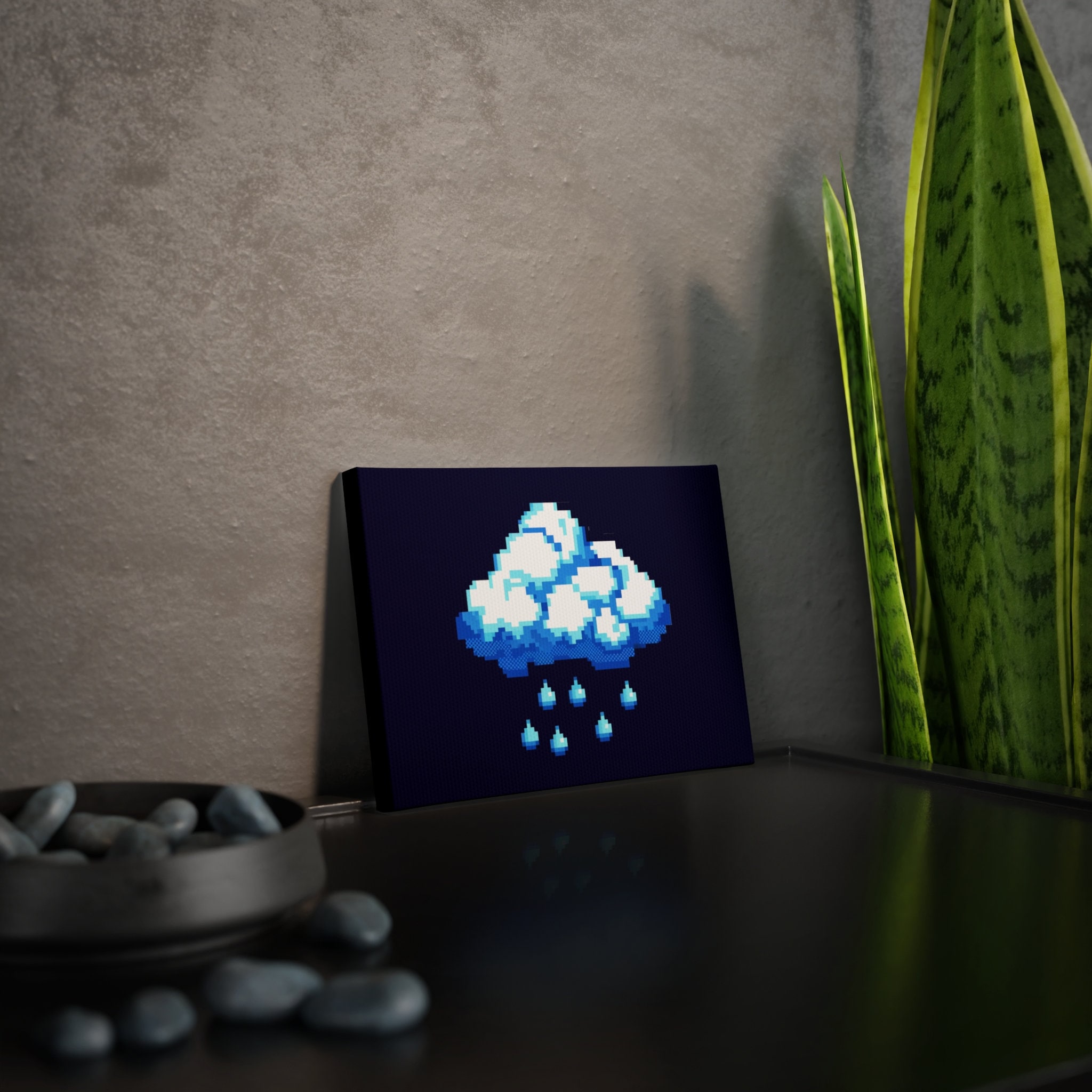 Rainy Pixel Art Weather Icon Canvas Photo Tile - Etsy