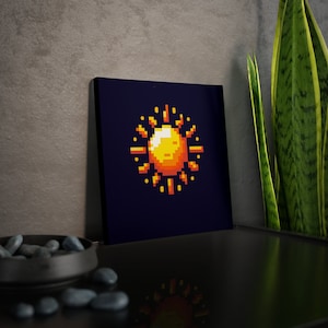 Sunny Pixel Art Weather Icon Canvas Photo Tile - Etsy