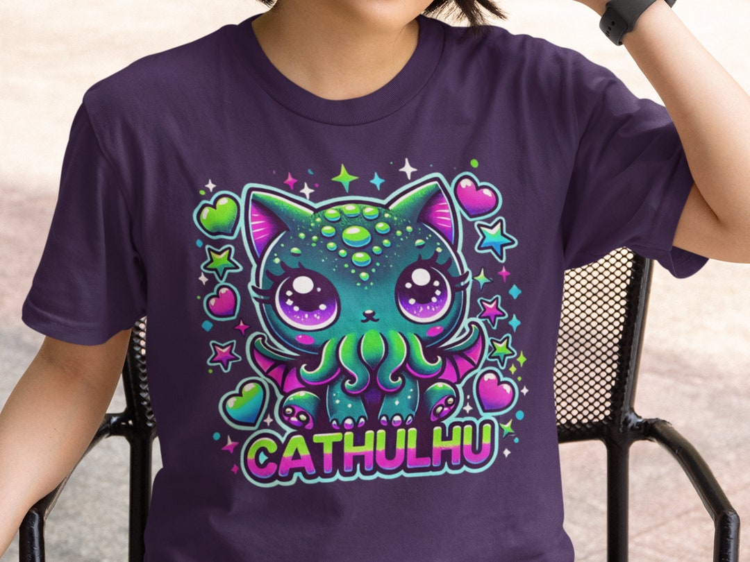 Cathulhu T-shirt, Cute Cthulhu Cat Tee, Lovecraft Inspired Kawaii ...