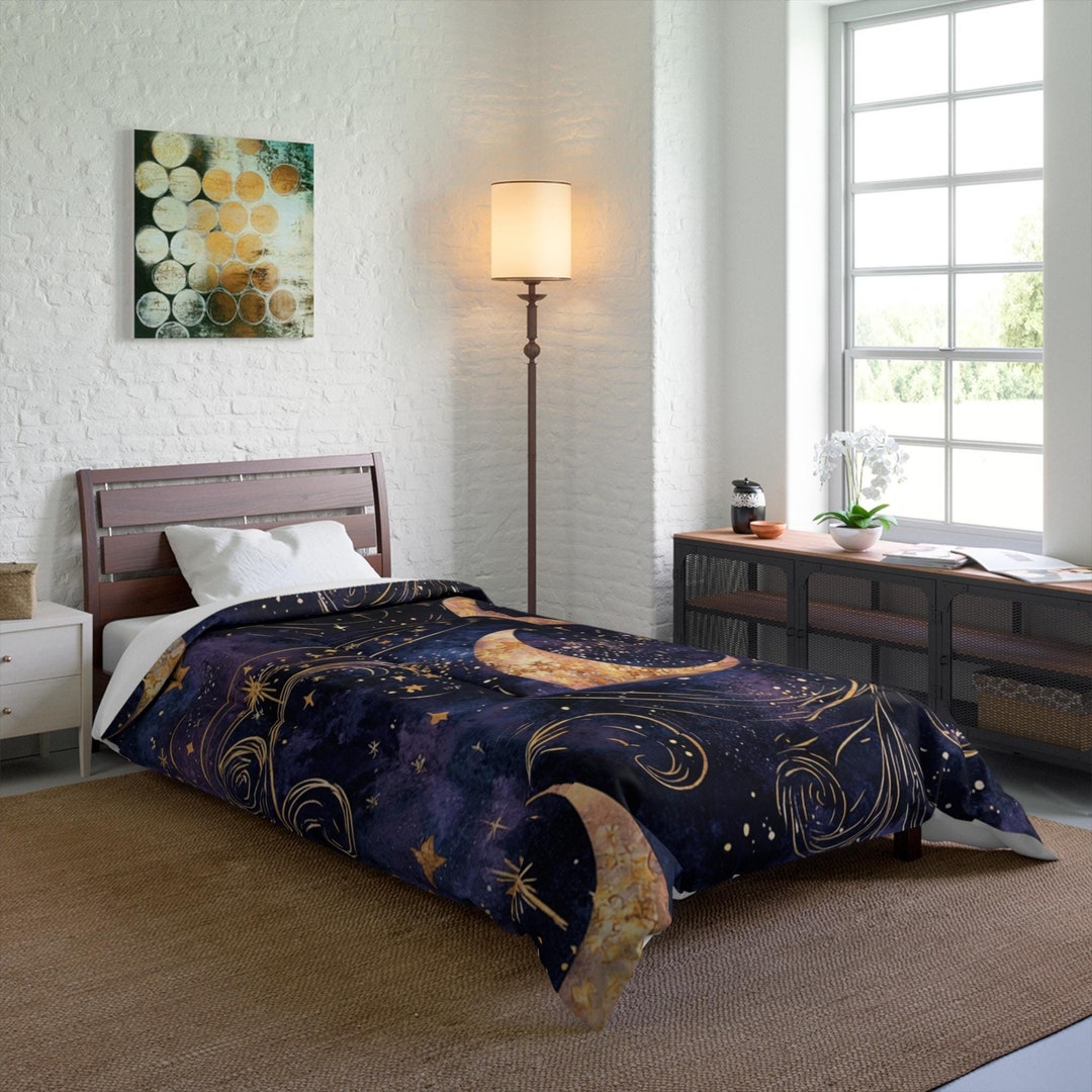 Celestial Dreams Comforter, Cosmic Bedding for Dorm and Home, Cozy Moon ...