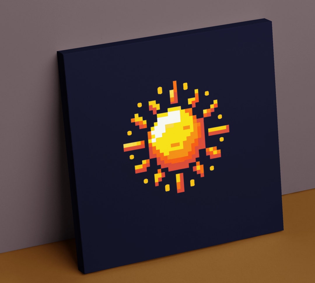 Sunny Pixel Art Weather Icon Canvas Photo Tile - Etsy