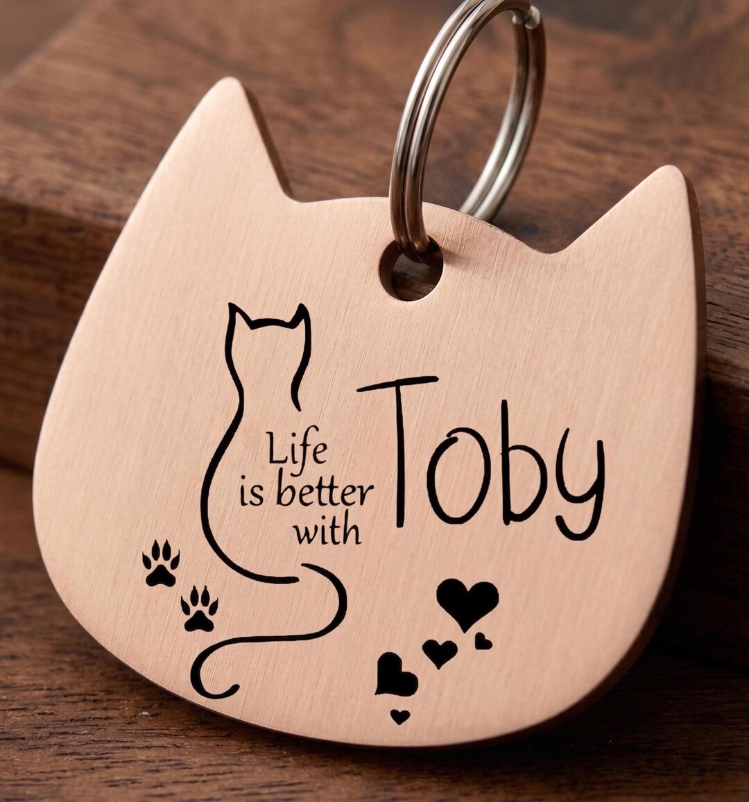 Custom Cat ID Tag | Personalized Engraved Stainless Steel Cat Name Tag ...
