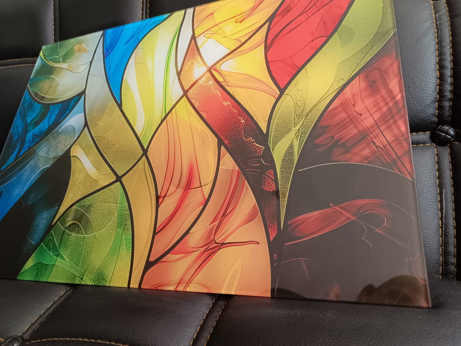 Abstract Colorful Glass Wall Art Vibrant Tempered Glass Decor Modern ...