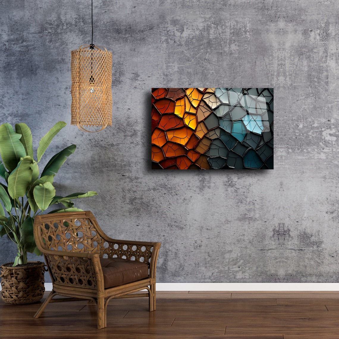 Mosaic Glass Wall Art: Tempered Stain Design, UV Print - Etsy