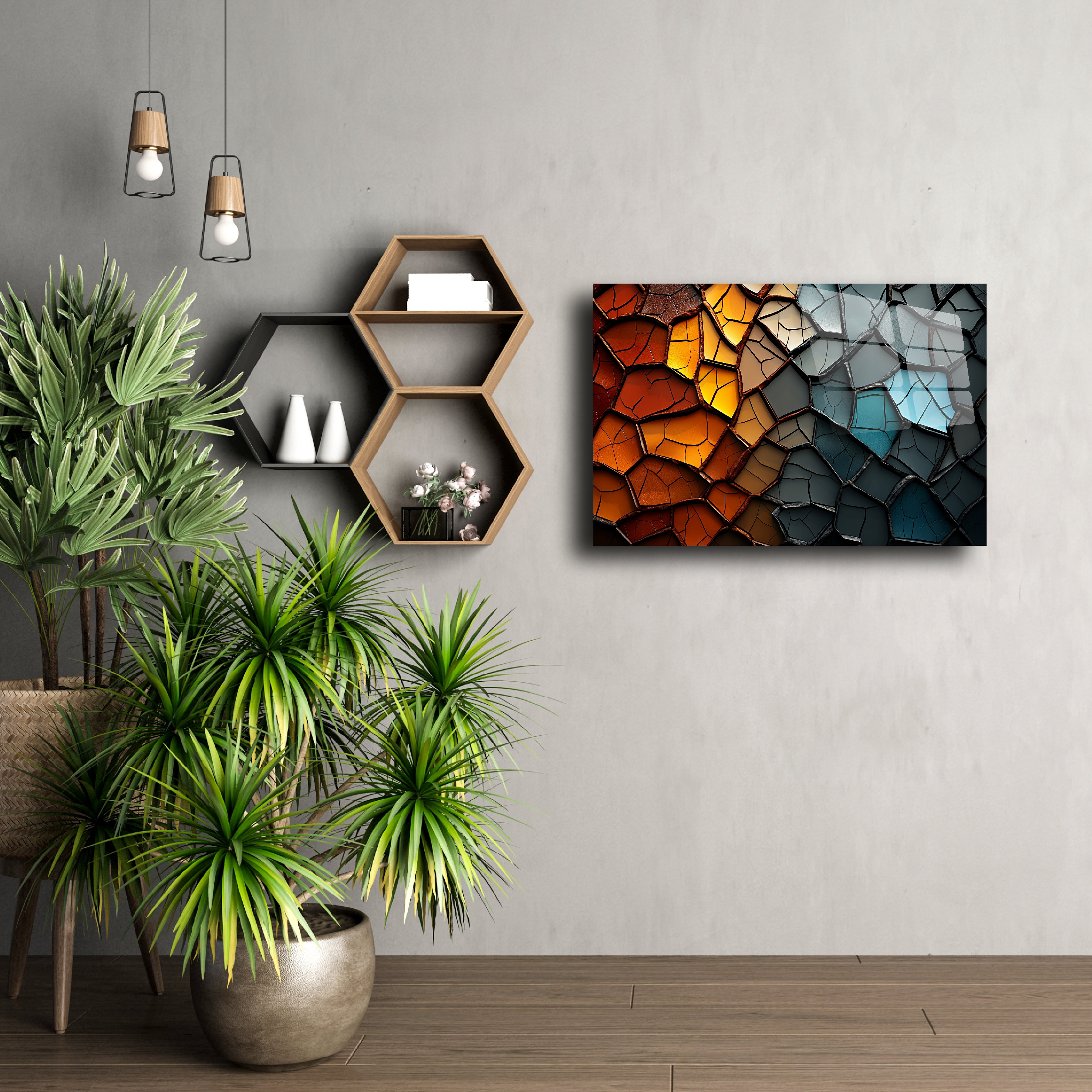 Mosaic Glass Wall Art: Tempered Stain Design, UV Print - Etsy