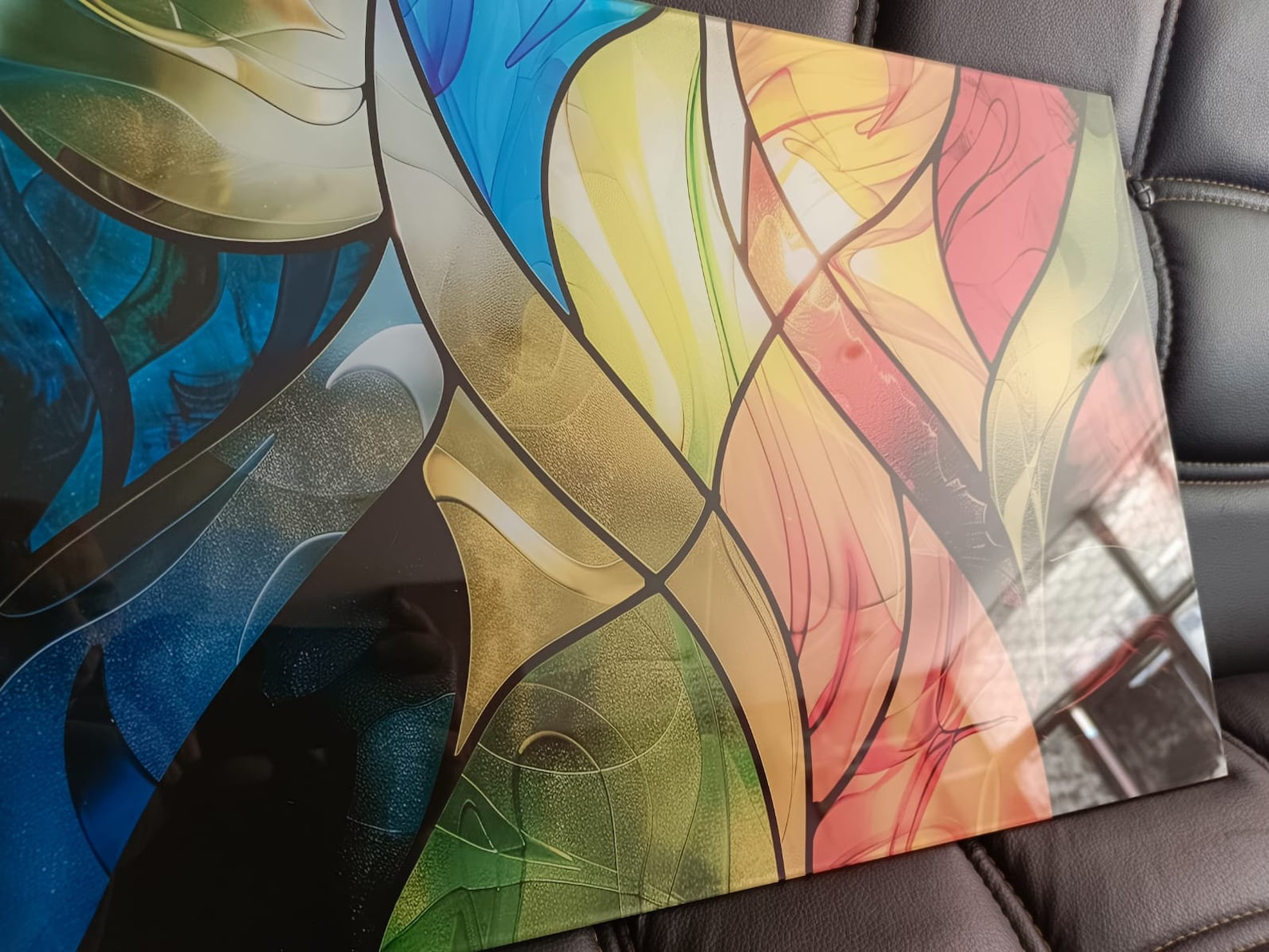 Abstract Colorful Glass Wall Art - Vibrant Tempered Glass Decor ...