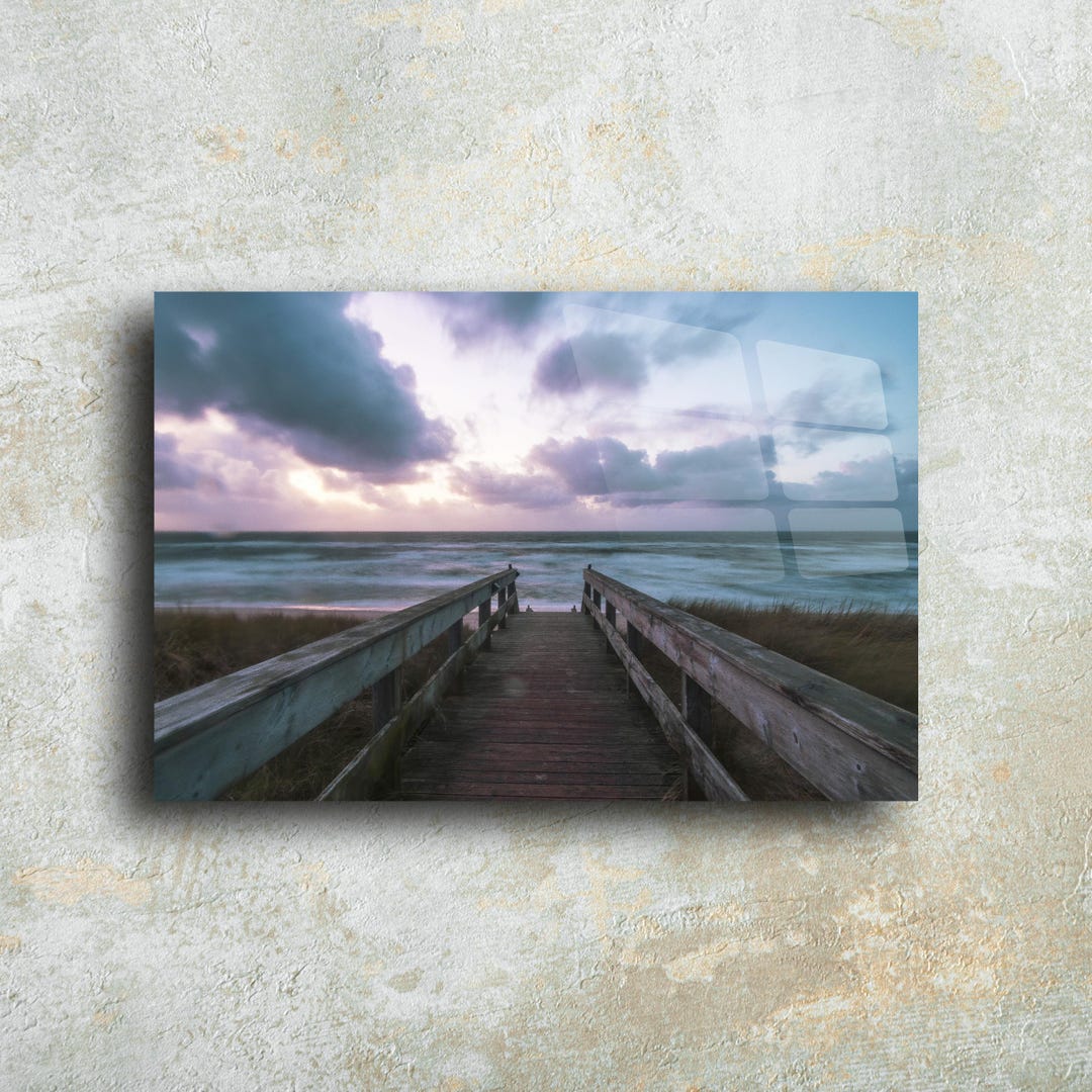 Beach Boardwalk Metal Wall Art: Coastal Sunset Seascape Print - Etsy