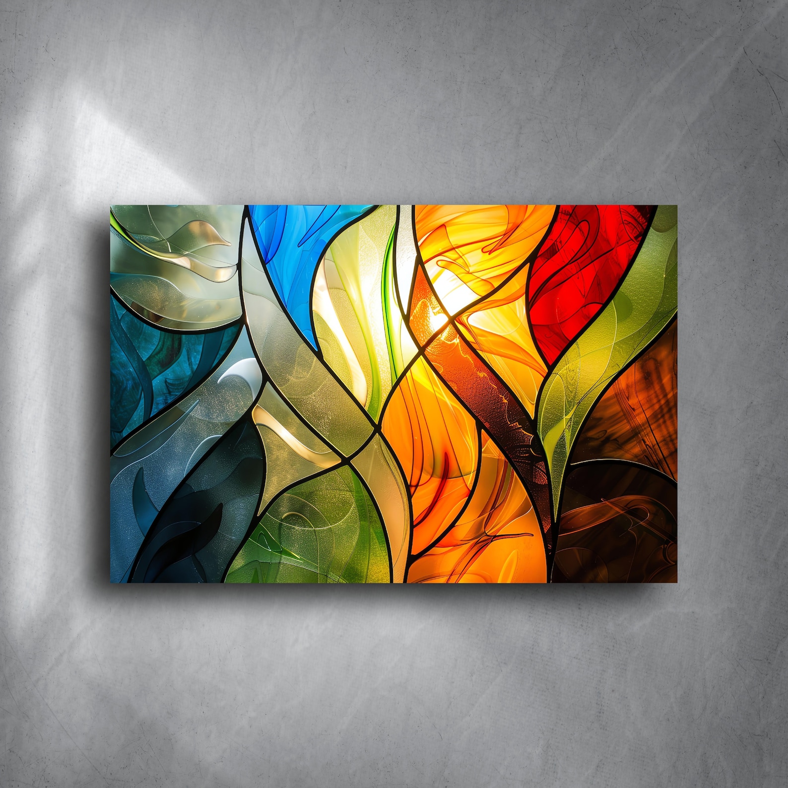 Abstract Colorful Glass Wall Art - Vibrant Tempered Glass Decor ...