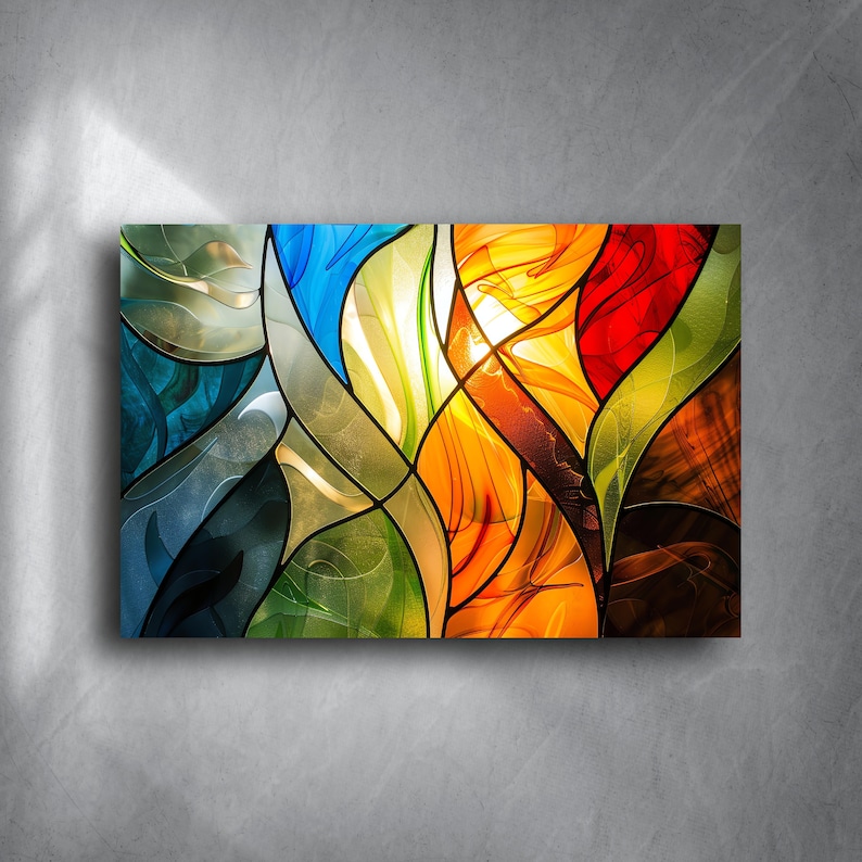 Abstract Colorful Glass Wall Art - Vibrant Tempered Glass Decor ...