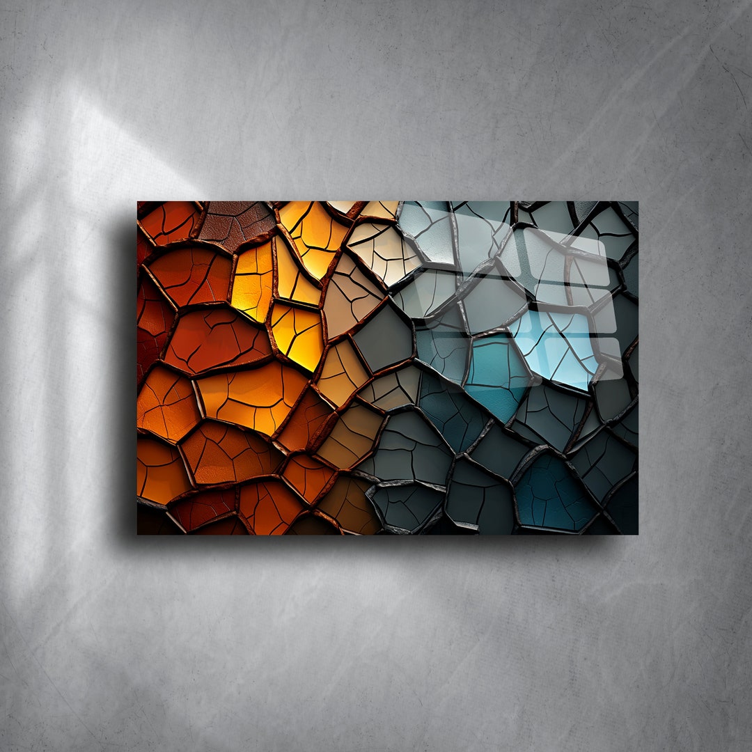 Mosaic Glass Wall Art: Tempered Stain Design, UV Print - Etsy