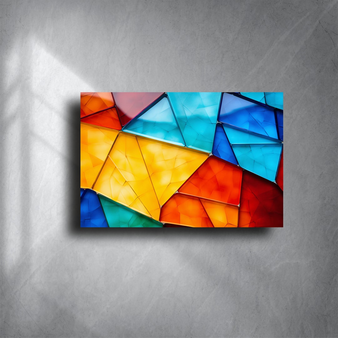 Geometric Glass Wall Art: Colorful Abstract Tempered Glass Decor - Etsy