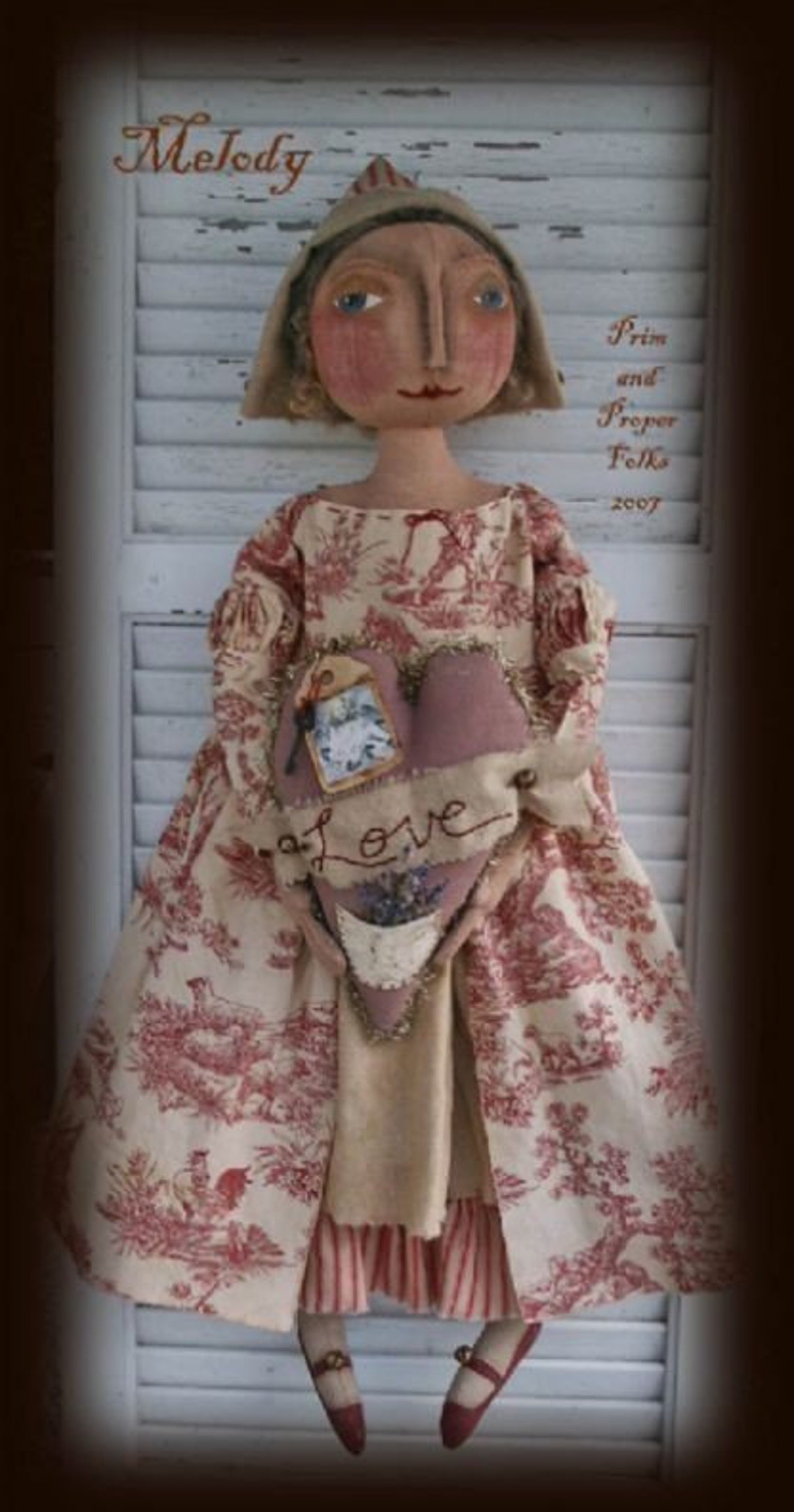 Primitive Folk Art Doll Melody, a Vision of Romance Epattern - Etsy