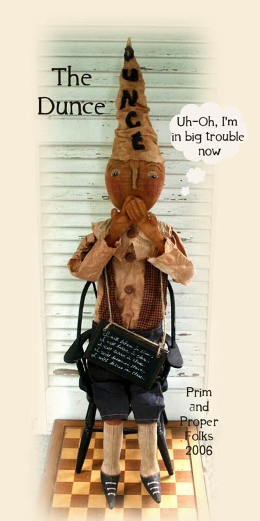 Primitive Folk Art Dunce Doll - Mailed Pattern - Etsy