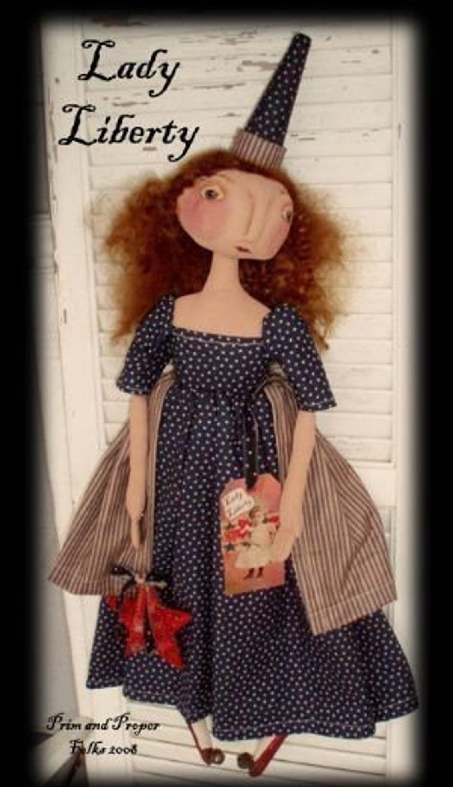 Primitive Folk Art Lady Liberty Doll - Americana Patriotic Epattern - Etsy