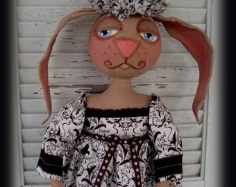 Primitive Rabbit Bunny Doll Pattern Rug Hook Easter Egg Spring ...