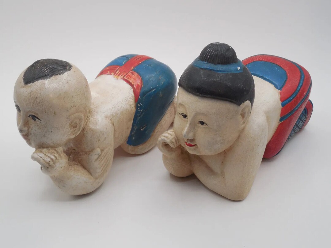 Vintage Opium Pillows Lot of 2 Antique Wood Chinese Figures Opium Den ...