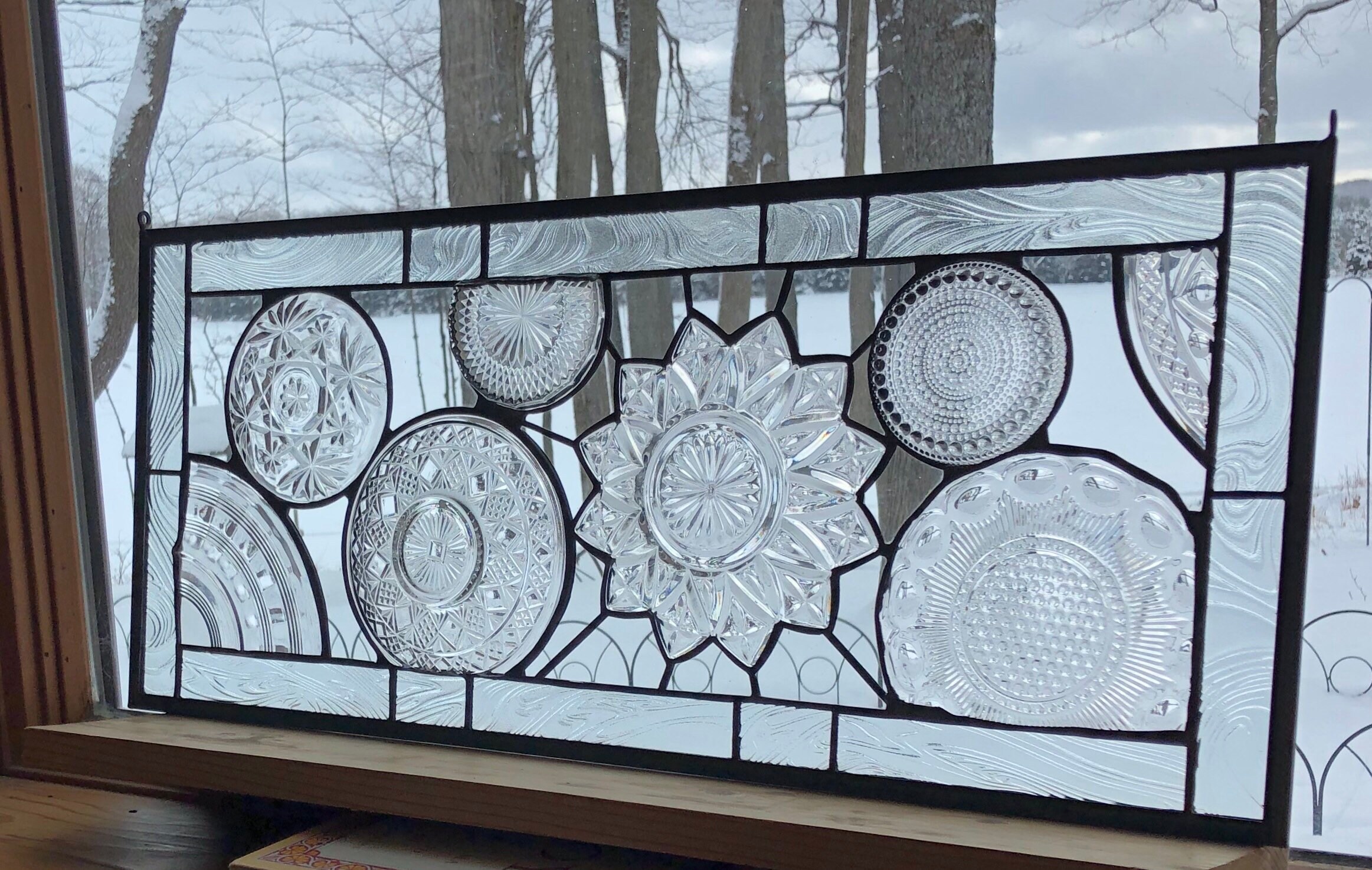 Stained glass all Clear Collage Plate window panel Transom | Etsy
