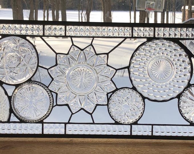 Checkerboard Stained Glass All Clear Collage Plate Window Panel ...