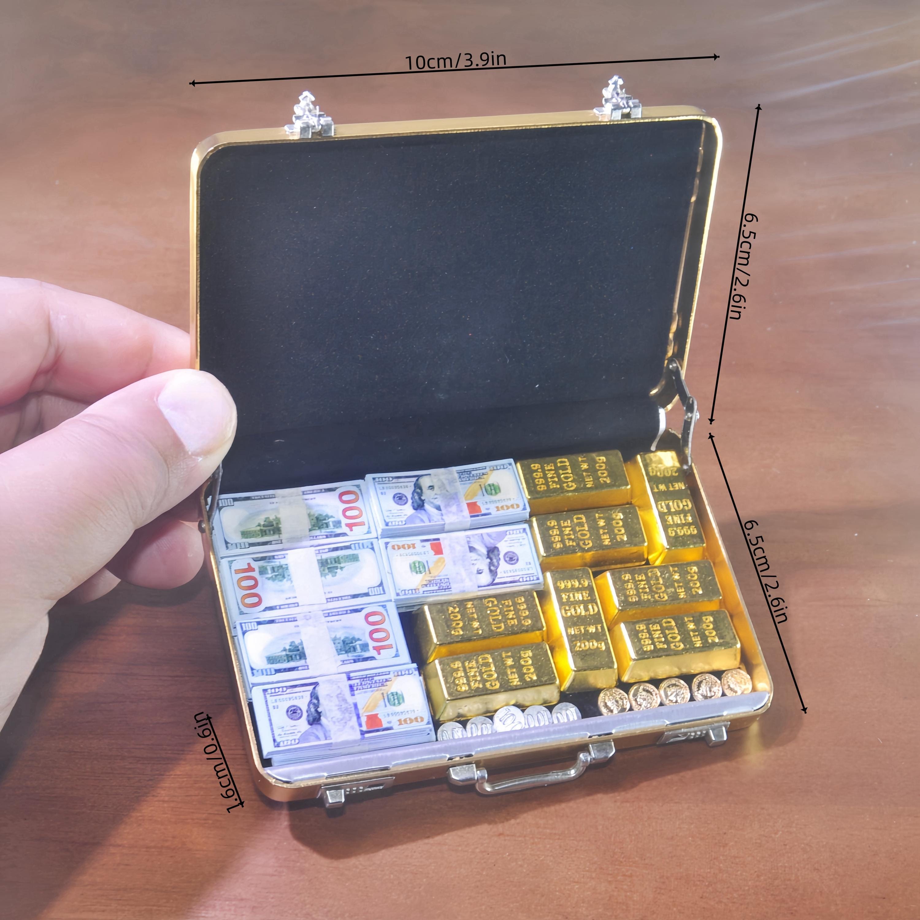 Mini Gold Briefcase Set 1:6 Scale – Includes 8 Gold Bars, 12 Hundred ...