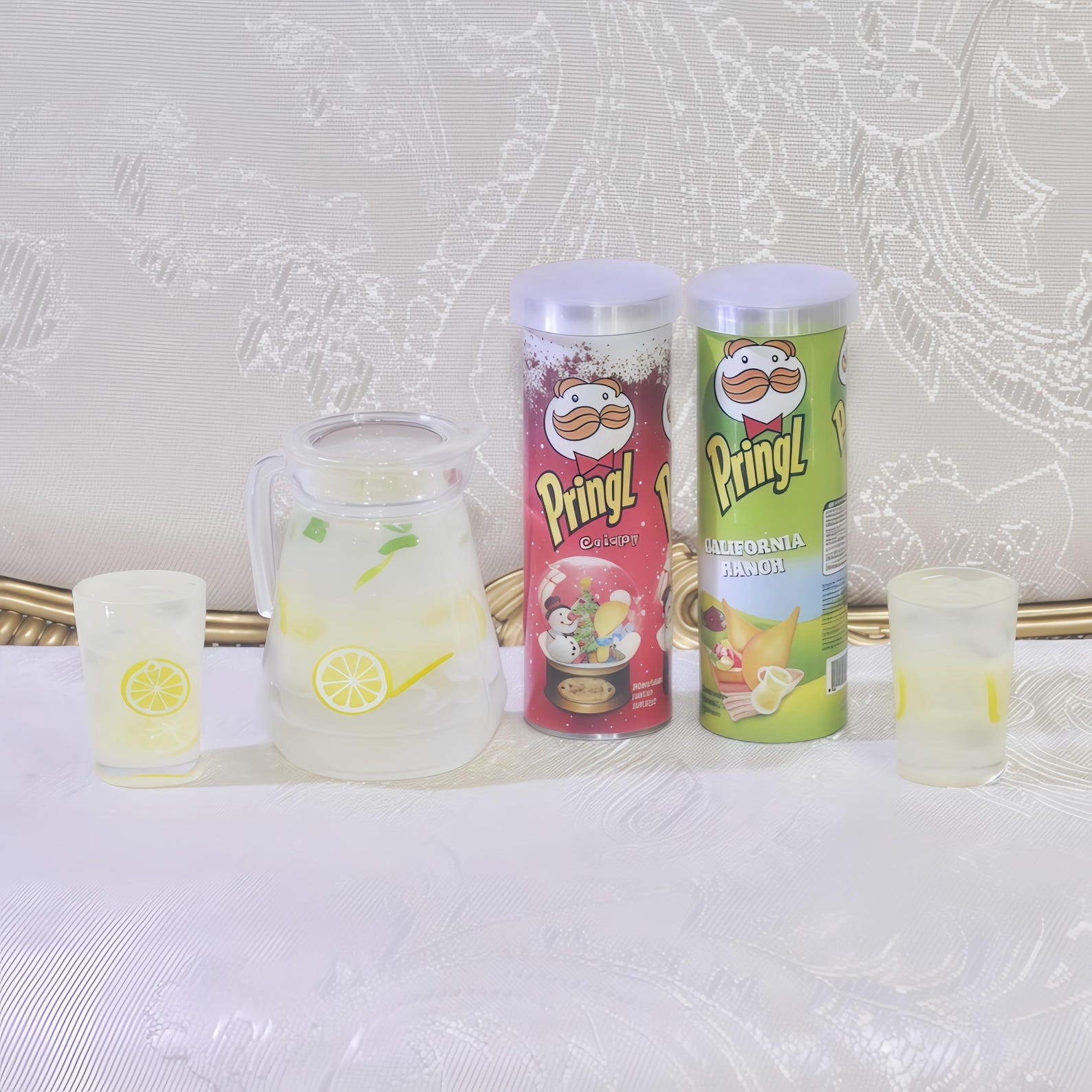 1:6 Scale Miniature Lemonade Pitcher Set - 5 Piece Dollhouse Decor With ...