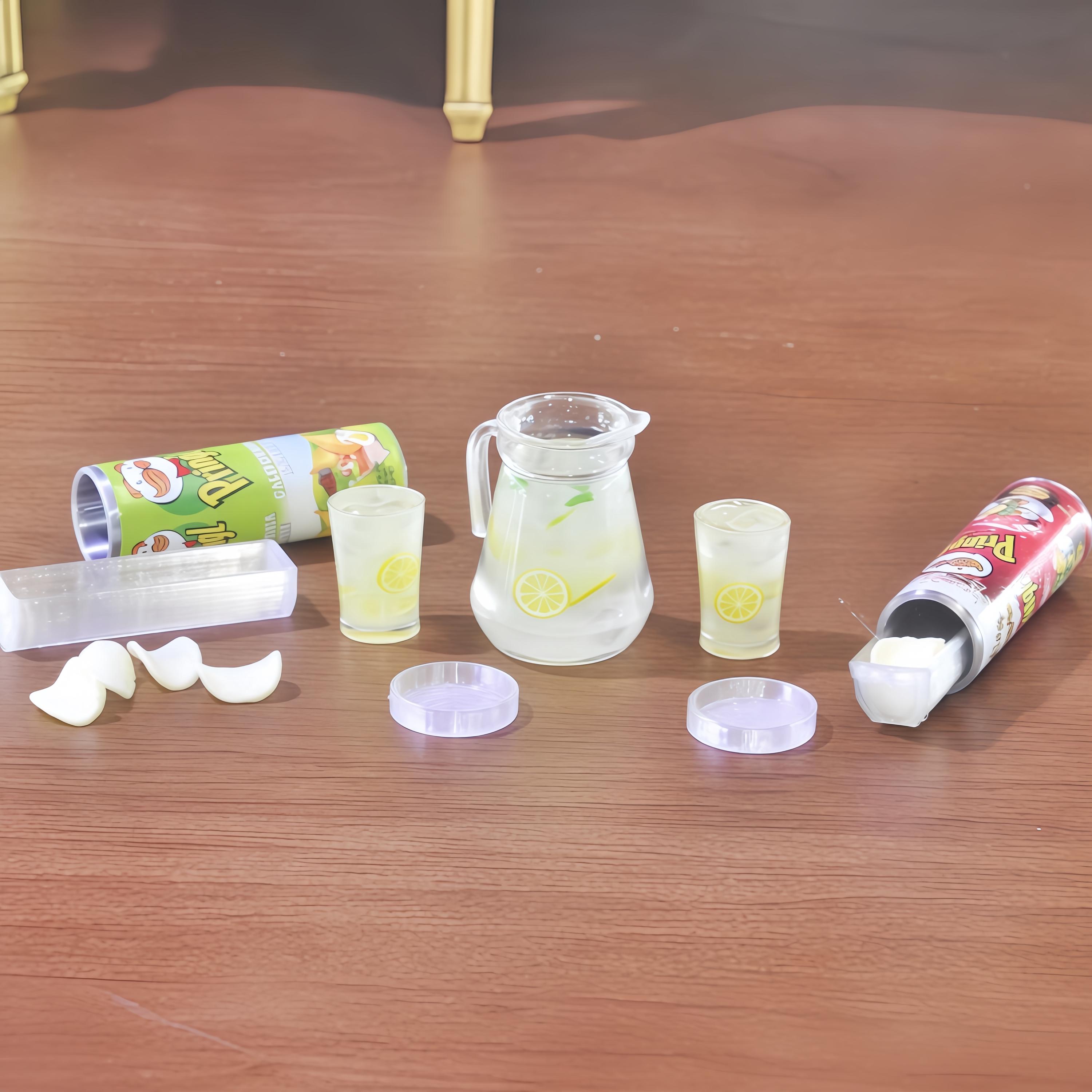 1:6 Scale Miniature Lemonade Pitcher Set - 5 Piece Dollhouse Decor With ...