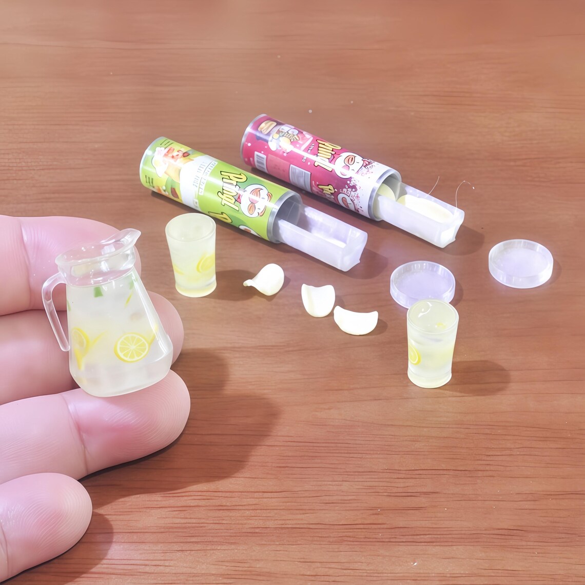 1:6 Scale Miniature Lemonade Pitcher Set - 5 Piece Dollhouse Decor With ...