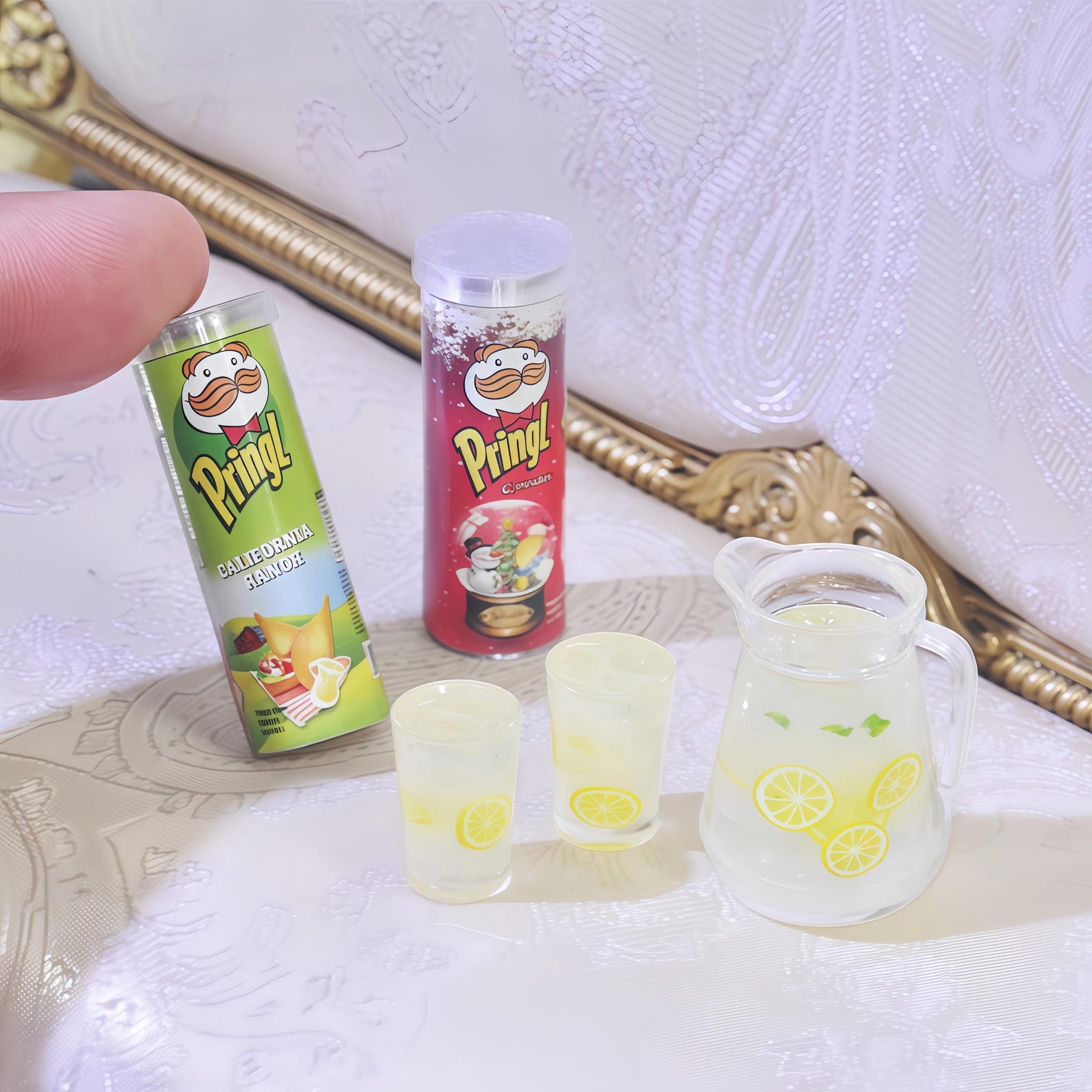 1:6 Scale Miniature Lemonade Pitcher Set - 5 Piece Dollhouse Decor With ...