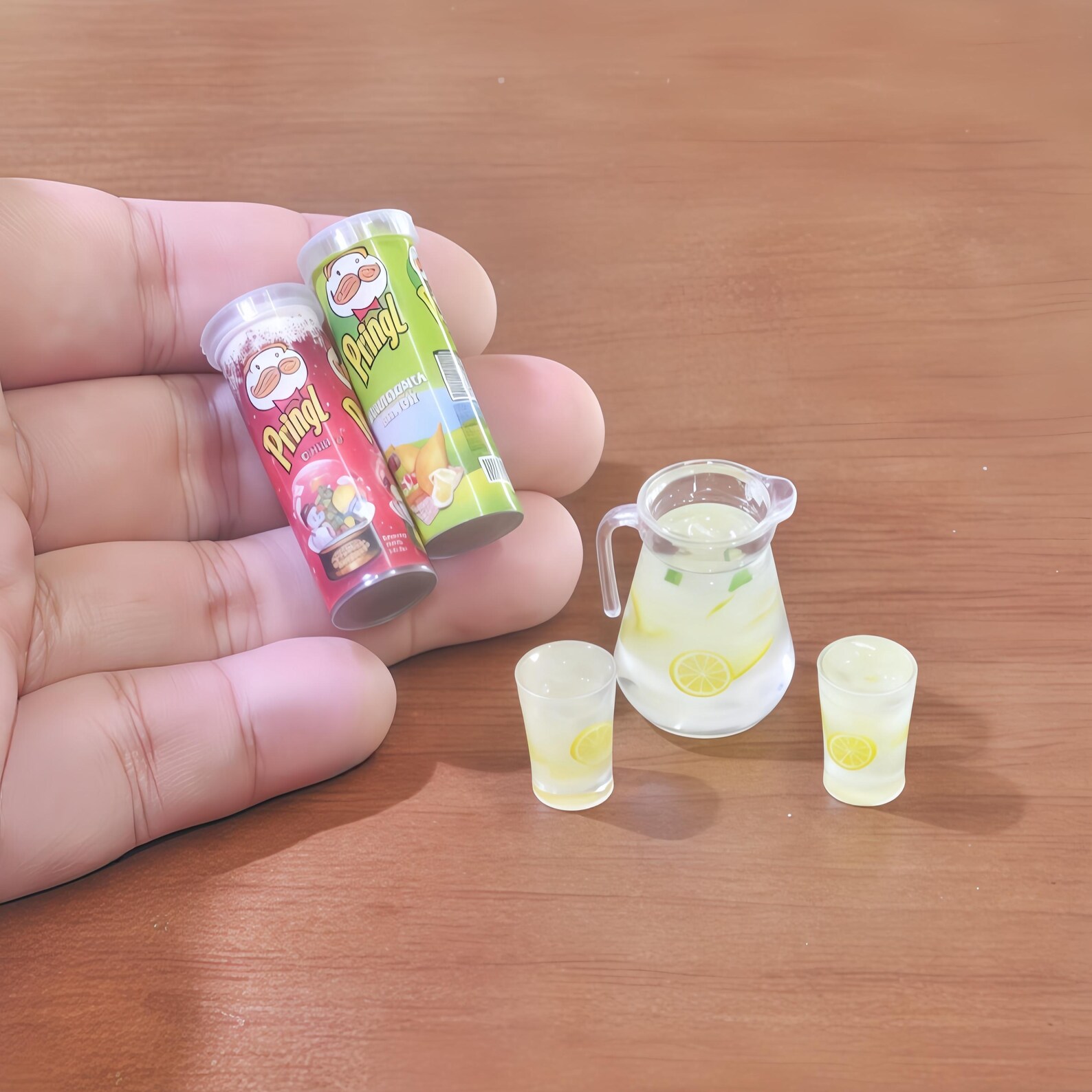 1:6 Scale Miniature Lemonade Pitcher Set - 5 Piece Dollhouse Decor With ...