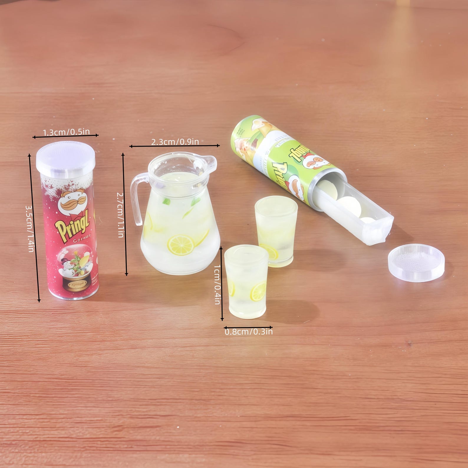 1:6 Scale Miniature Lemonade Pitcher Set - 5 Piece Dollhouse Decor With ...
