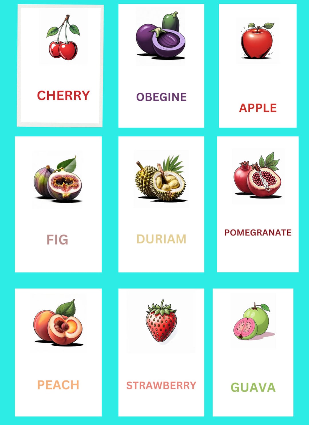 25 Fruits and Vegetables Cards | Montessori Flashcards | Pre-school ...