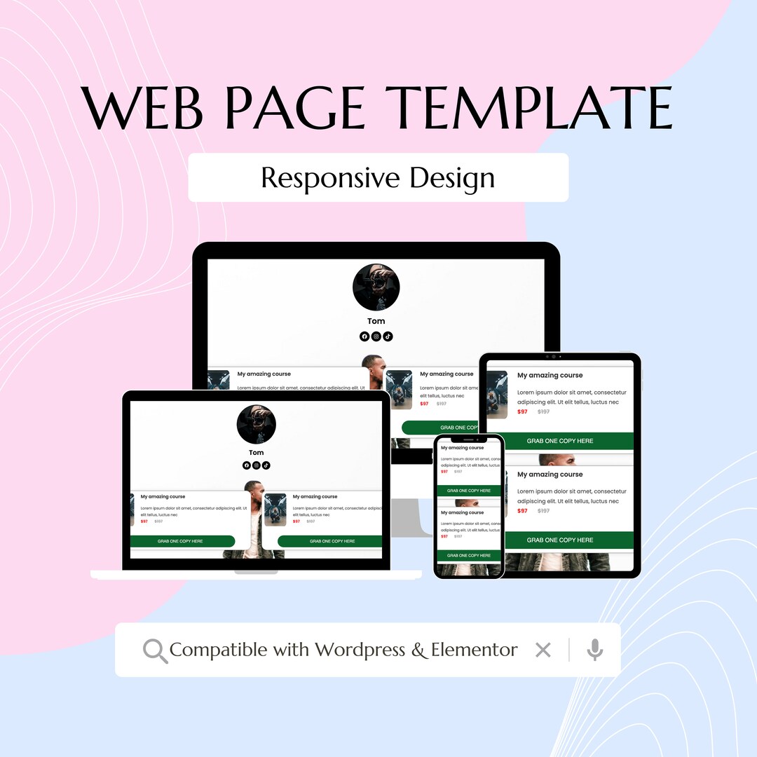Wordpress & Elementor Website Template, Easy to Edit Background Picture ...