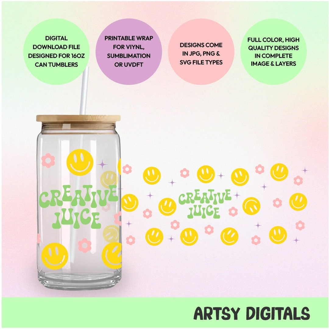 Creative Juice Wrap Design for 16oz Tumbler (tumbler Wraps for ...