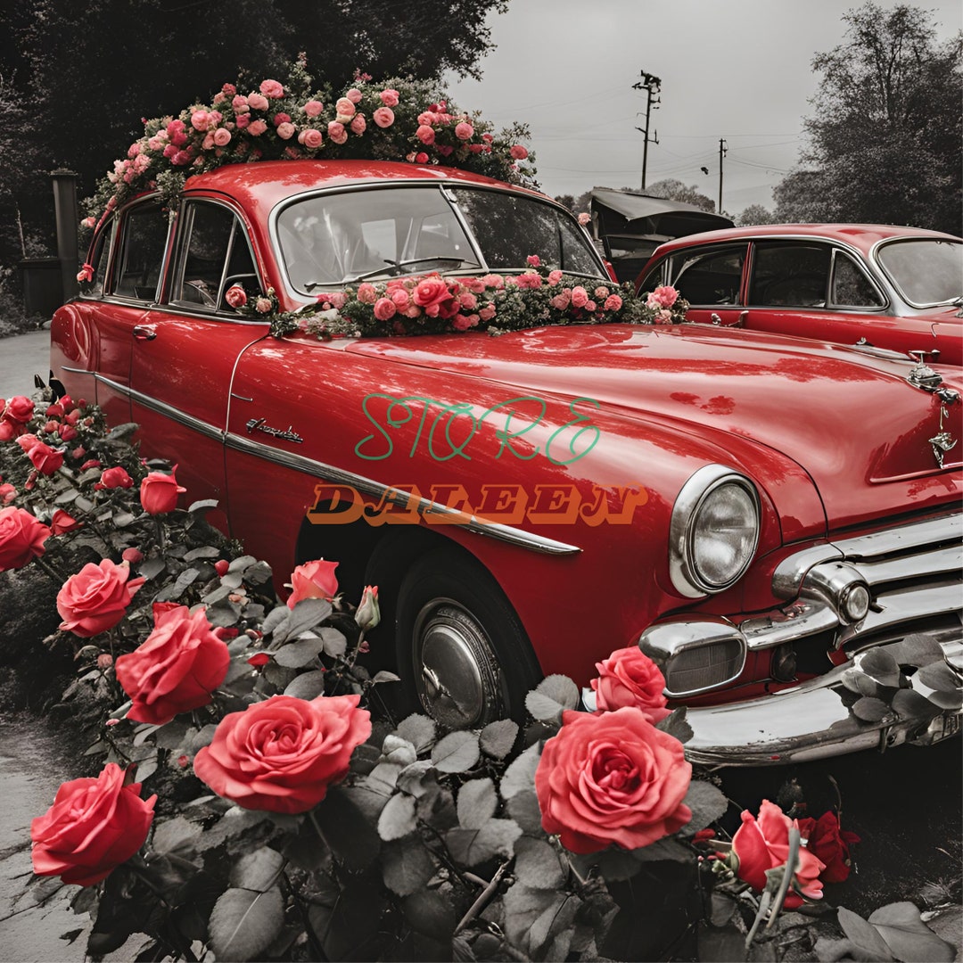 Flowers, CAR, Photo, Printable Photo, Digital Wall Art Flowers Photo ...