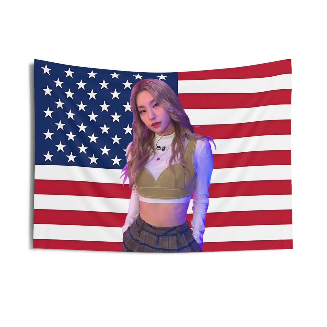 Itzy Yeji America Flag Tapestry, Kpop Funny Room Merch, Gift for Midzy ...