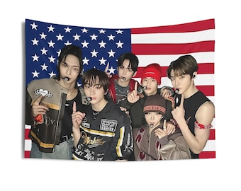 Riize Members Flag Banner, Riize Group Photo American Flag Tapestry ...
