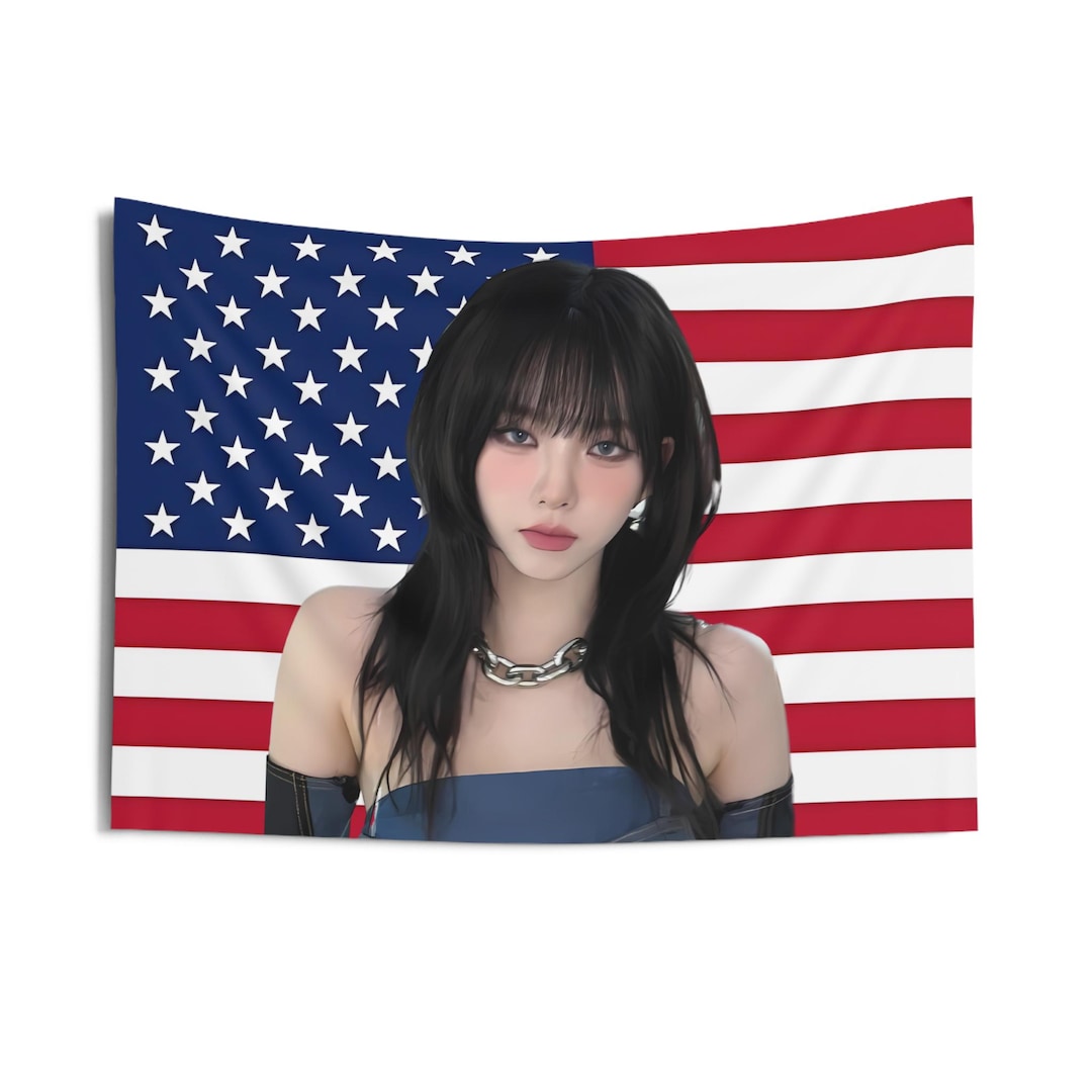 AESPA Karina Wolf Cut America Flag, Aespa Karina My World Kpop Flag ...