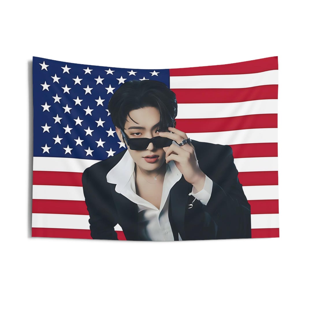 Mingi Ateez America Flag, Ateez Merch, Mingi Ateez Concert Flag Banner ...