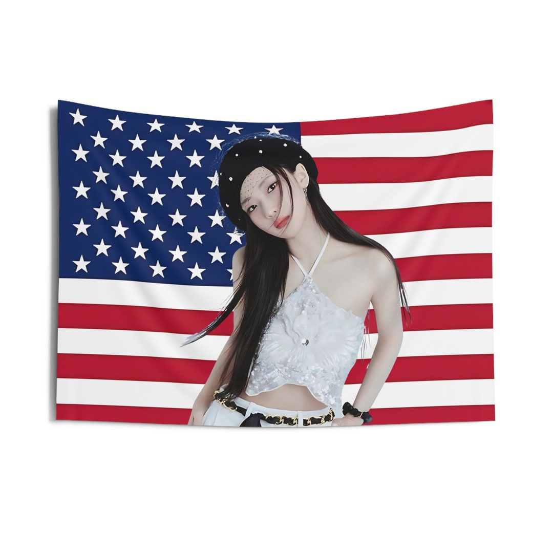 Babymonster Ruka America Flag Tapestry, Kpop Funny Room Merch, Gift for ...