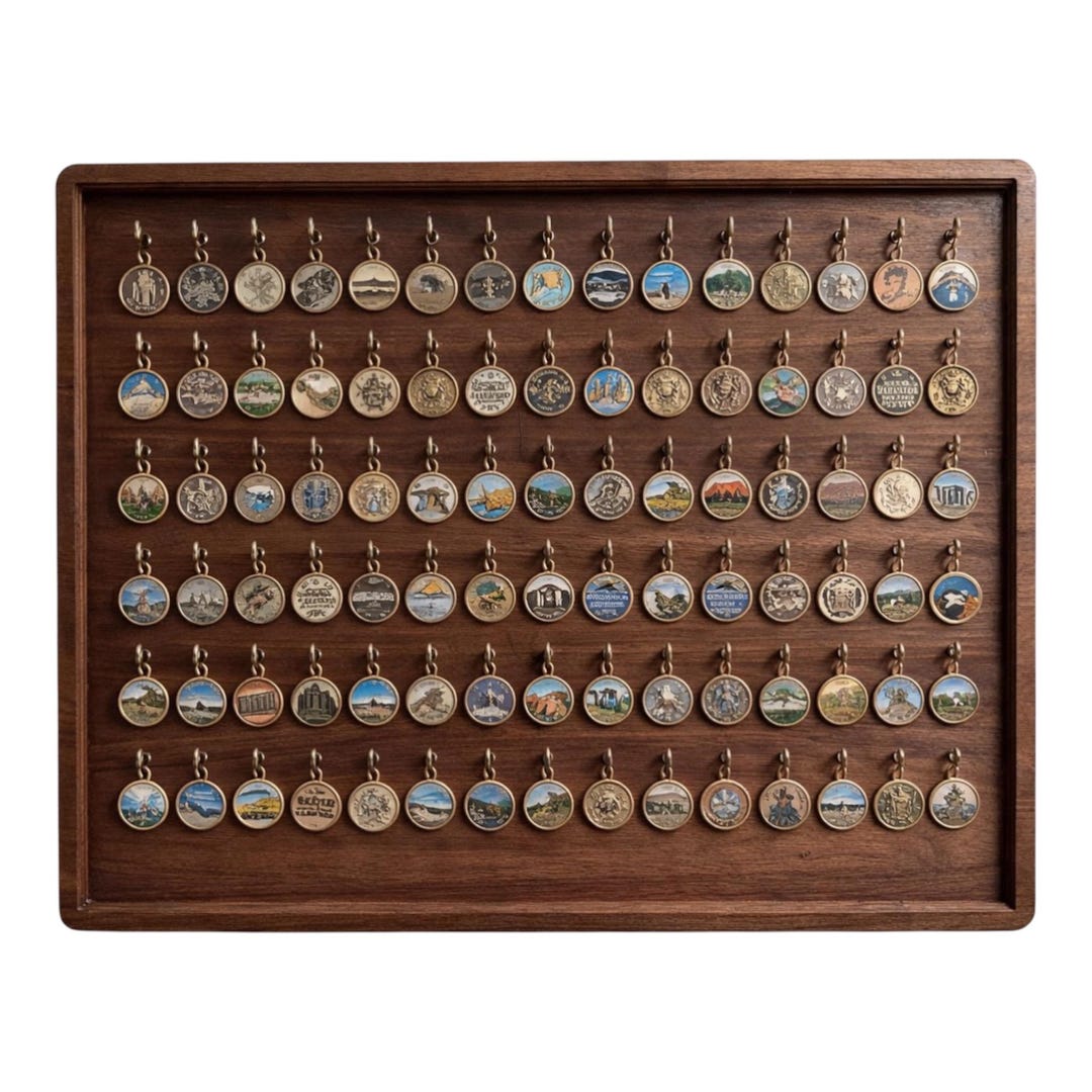 Solid Walnut Travel Token Display | 150 Hook Wall Hanging - Etsy
