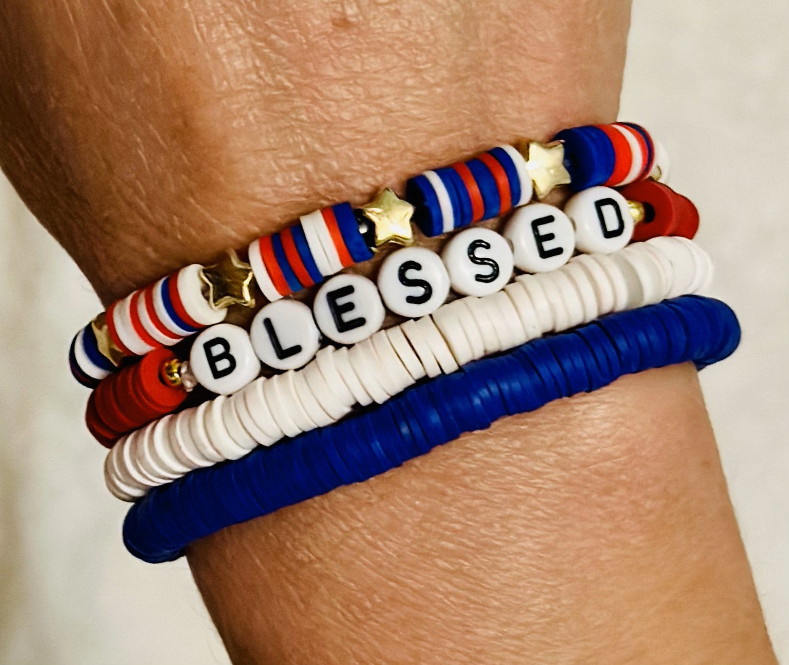 Patriotic Bracelet | 4th of July Bracelet | Heishi Bead Bracelet ...