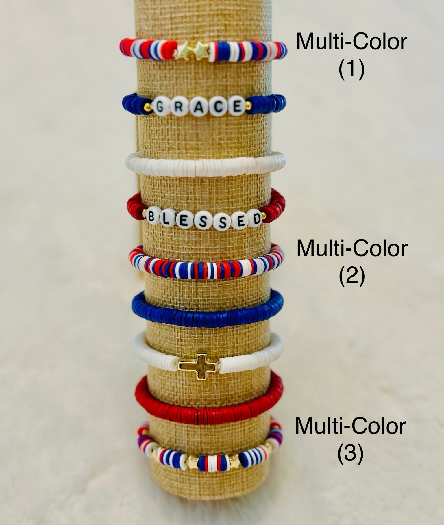 Patriotic Bracelet | 4th of July Bracelet | Heishi Bead Bracelet ...