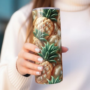 3D Puffy Inflated Pineapple Tumbler Wrap, 20oz Pineapple Wrap PNG ...